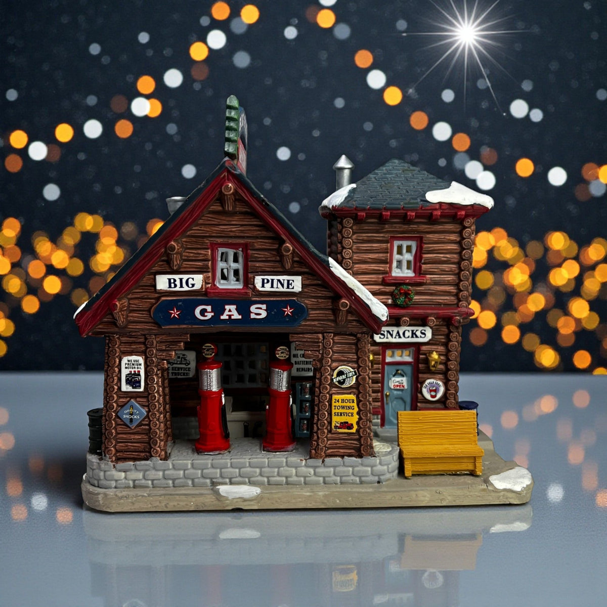 Lemax Big Pine Gas Station Christmas Village Lighted Building ...
